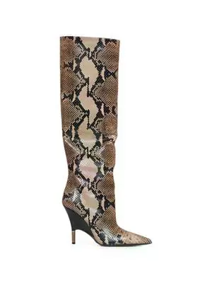 Khaite Empire Python-embossed Boots - Neutrals
