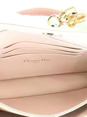 Dior My Top Handle Flap Bag Cannage Quilt Lambskin Mini Crossbody Bag - Pink