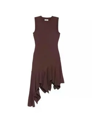 Sandro Asymmetric Ruffled Mini Dress - Brown