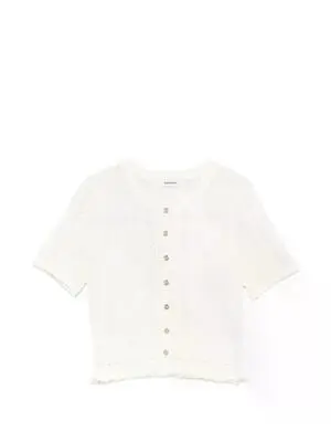 Sandro Pointelle-knit Ruffled Cardigan - Neutrals