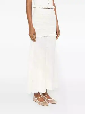 Sandro Pointelle-knit Ruffled Midi Skirt