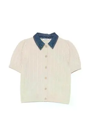 Sandro Cable-knit Denim-collar Cardigan