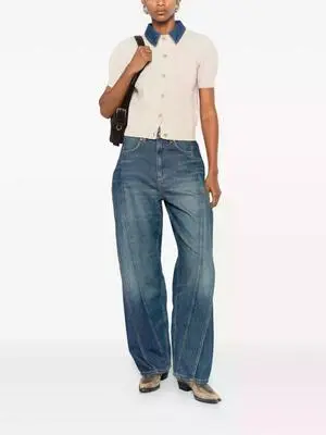 Sandro Cable-knit Denim-collar Cardigan