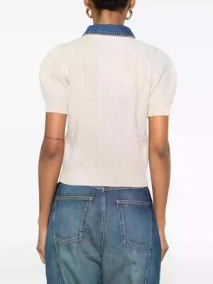 Sandro Cable-knit Denim-collar Cardigan