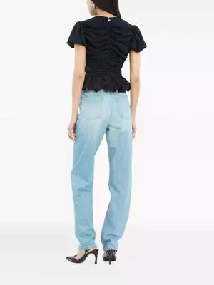 ROTATE BY BIRGER CHRISTENSEN Ruched Puff-sleeve Top - Black