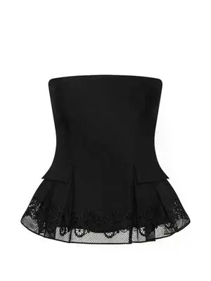 ROTATE BY BIRGER CHRISTENSEN Peplum Bustier Top - Black