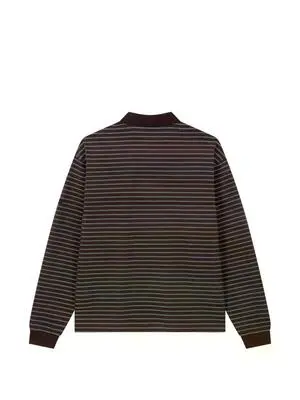 STUDIO TOMBOY Striped Long-sleeve Polo Shirt - Brown