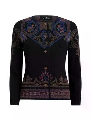 Etro Jacquard Cardigan With Foliage Motif