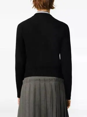 AMI Paris Crew Neck Cashmere Cardigan With De Coeur Embroidery