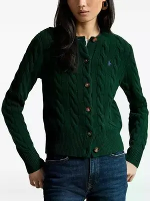 Polo Ralph Lauren Cable Knit Embroidered Pony Cardigan - Green