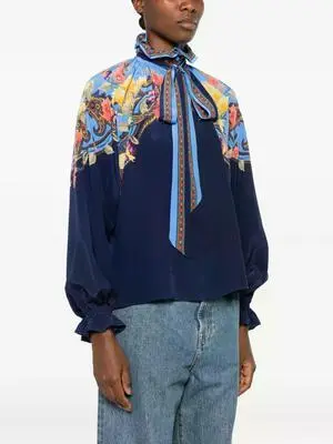 Etro Floral-print Ruffled-collar Blouse