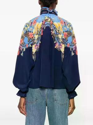 Etro Floral-print Ruffled-collar Blouse