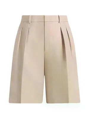 Manière De Voir Beige Tailored Twin Pleat Knee-length Shorts - Neutrals