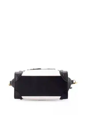 Celine Bicolor Luggage Bag Grainy Leather Nano Crossbody Bag - Black