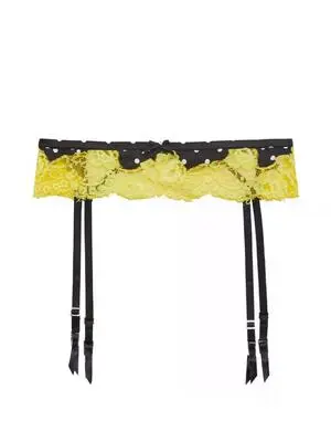 FLEUR DU MAL Juliet Lace-trim Polka-dot Garter - Yellow