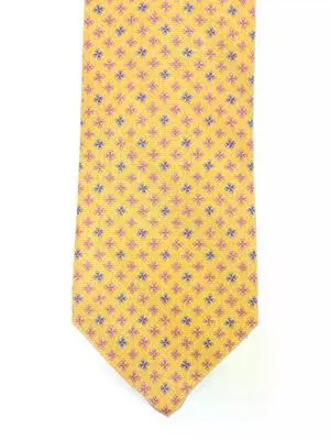 BVLGARI Geometric Print Silk Neck Tie