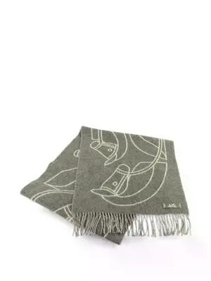 Hermès Horse-print Fringed Scarf