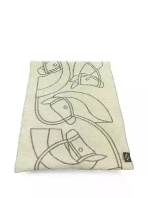Hermès Horse-print Fringed Scarf