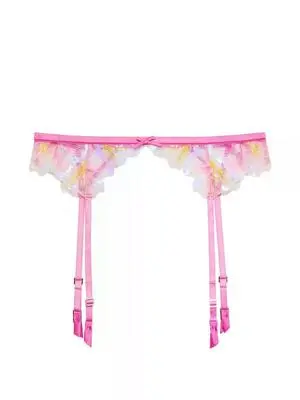 FLEUR DU MAL Hibiscus Sequin-embellished Garter Belt - Pink