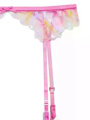 FLEUR DU MAL Hibiscus Sequin-embellished Garter Belt