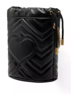 Gucci 2016-2026 Small Gg Marmont Leather Matelasse Bucket Bag - Black