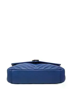 Saint Laurent Quilted Chevron Sheepskin College Satchel - Blue
