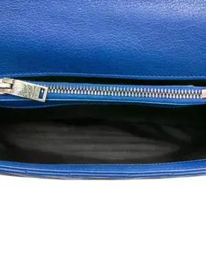 Saint Laurent Quilted Chevron Sheepskin College Satchel - Blue