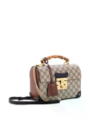Gucci Padlock Bamboo Gg Coated Canvas Small Shoulder Bag - Brown