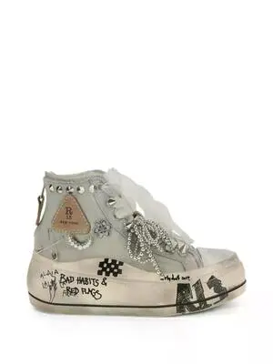 R13 Embellished Distressed Sneakers - Blue