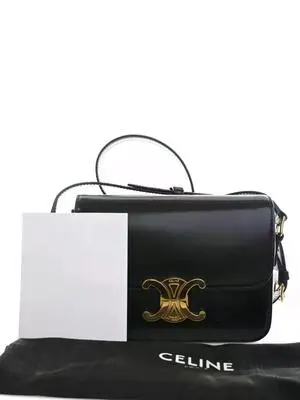 Celine 2022 Teen Shiny Calfskin Triomphe Crossbody Bag - Black