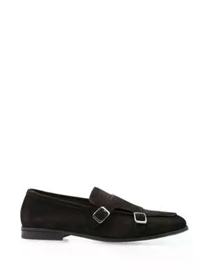 DOUCAL'S Cocoa Double-buckle Suede Loafers