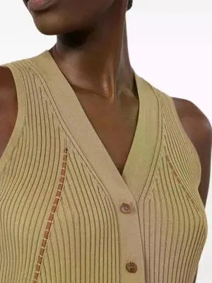 Max Mara Ribbed Knit Vest - Green