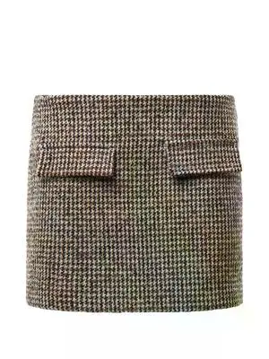 DONDUP Houndstooth-pattern Flap-pocket Skirt - Brown
