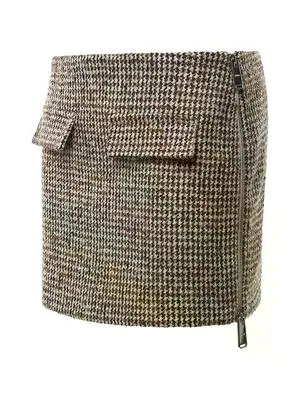 DONDUP Houndstooth-pattern Flap-pocket Skirt