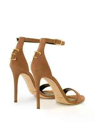 Elisabetta Franchi Suede Stiletto Sandals With Logo Detail