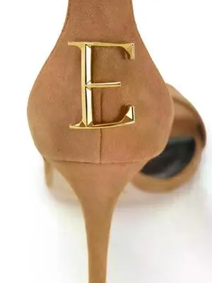 Elisabetta Franchi Suede Stiletto Sandals With Logo Detail