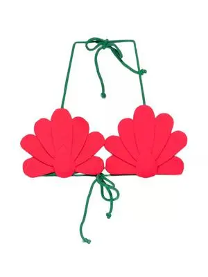 Farm Rio Scalloped-edge Triangle Bikini Top - Green