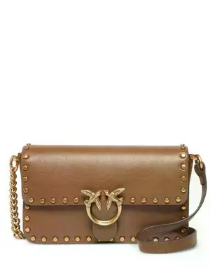 Pinko Love Birds Stud-embellished Shoulder Bag - Brown