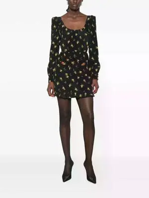 Alessandra Rich Floral Print Silk Mini Dress