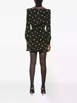 Alessandra Rich Floral Print Silk Mini Dress