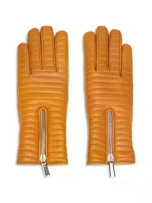 MOORER Quilted Zip-fastening Gloves - Neutrals