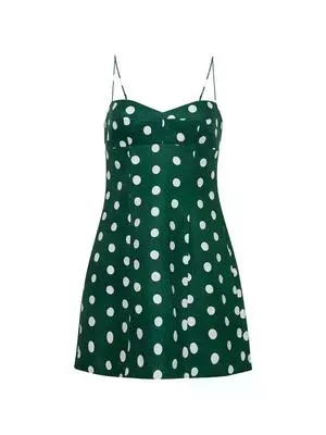 Cara Cara Cherry Polka-dot Mini Dress - Green