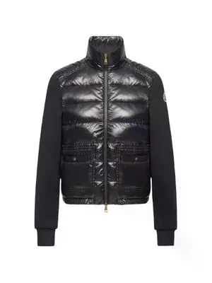Moncler Quilted-panel Zip-up Jacket - Black