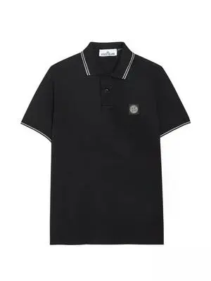 Stone Island Logo-patch Polo Shirt - Black