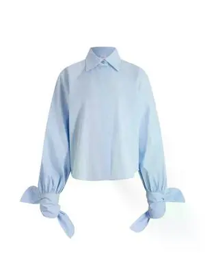 PATOU Bow-detail Long-sleeve Blouse - Blue