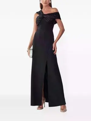 BWLDR Sequin-embellished Off-shoulder Maxi Dress - Black