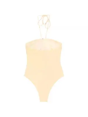 Farm Rio Halterneck Swimsuit With Floral Appliqu