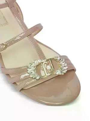 Liu Jo Crystal-embellished Patent Leather Sandals - Neutrals
