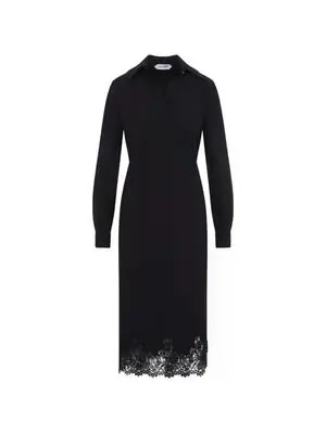 Alberta Ferretti Midi Lace-trim Wrap Dress - Black