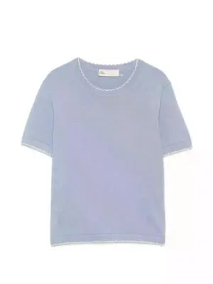 Tory Burch Scalloped Wool Top - Blue